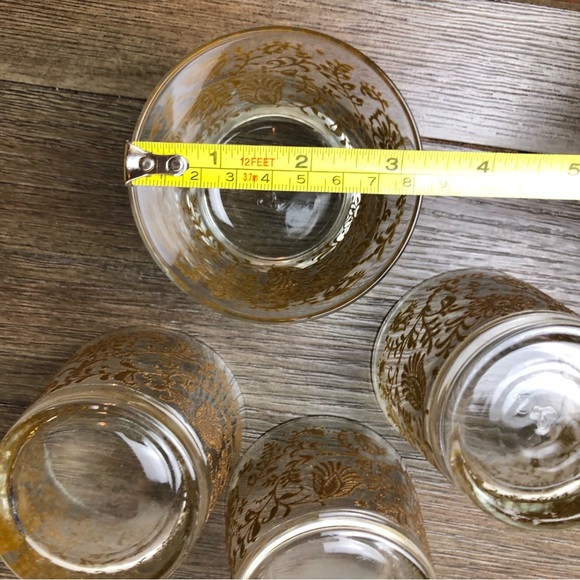 Libbey | Dining | 4 Libbey Drinking Glasses With Gold Floral Print | Poshmark